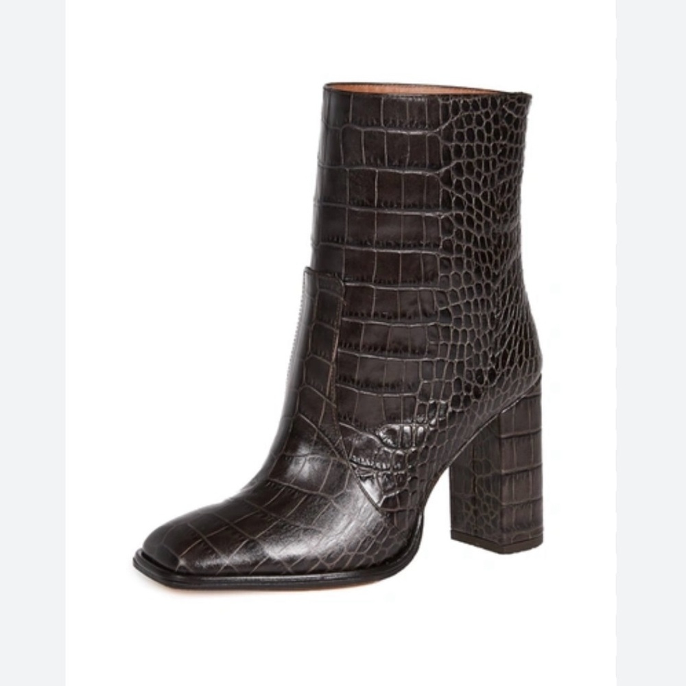 Paris Texas Croco Square Booties - Gem